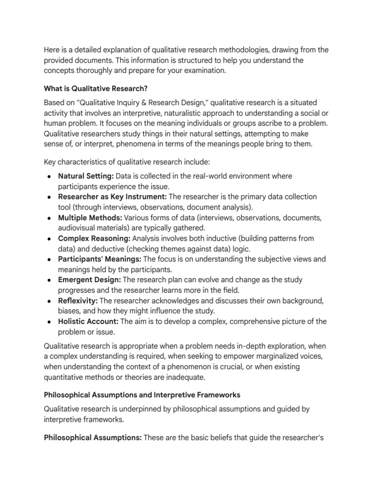 Understanding Qualitative Research Methodologies | PDF | Qualitative Research | Methodology