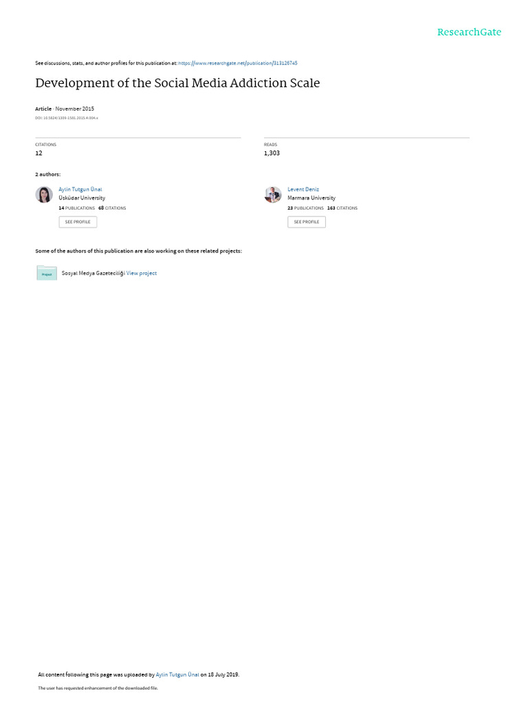 SMAS Social Media Addiction Turkey | PDF | Factor Analysis | Validity ...