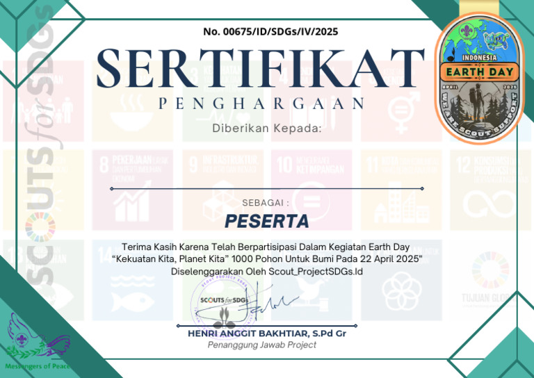 Certificate Earth Day April 2025 | PDF