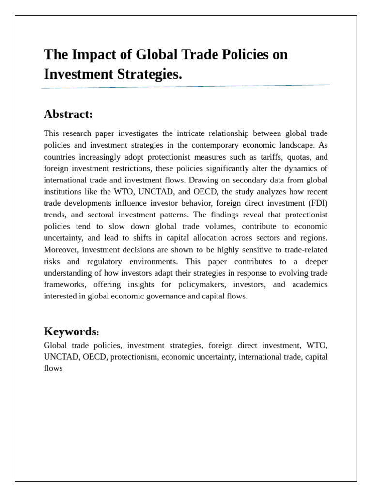 The Impact of Global Trade Policies On Investment Strategies | PDF ...