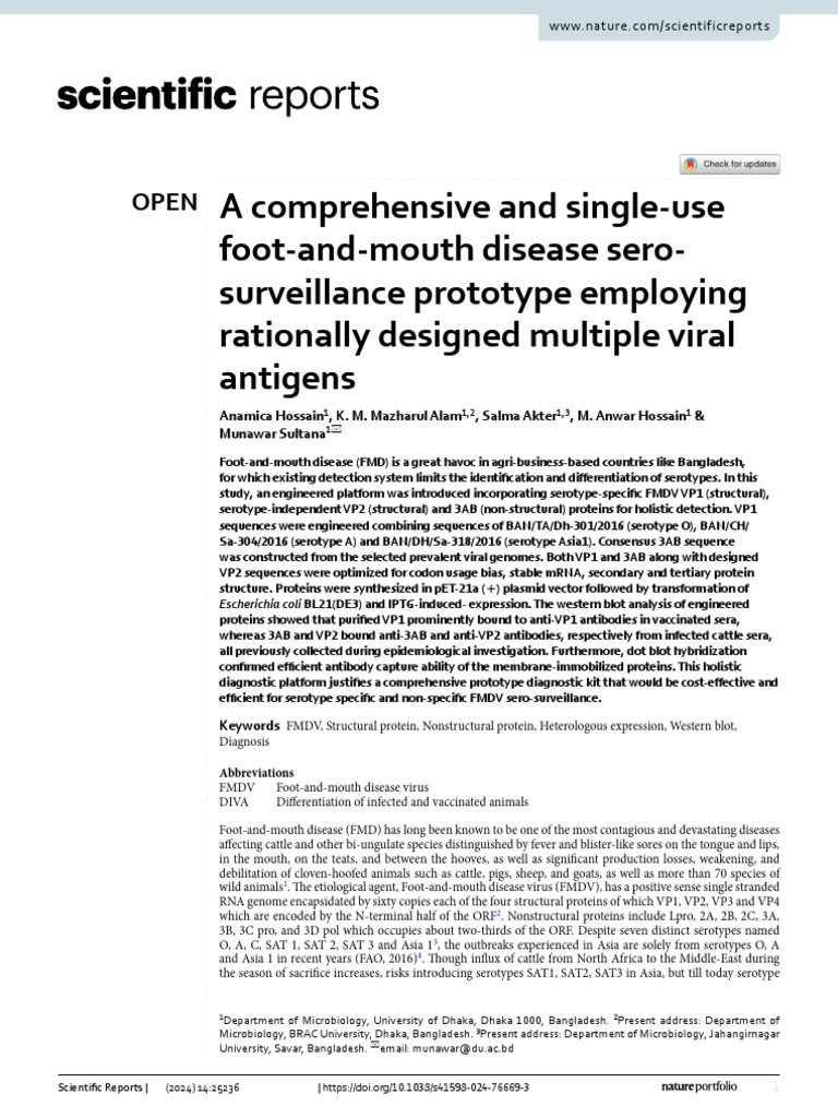 Hossain Et Al-2024-Scientific Reports | PDF | Antibody | Vaccines