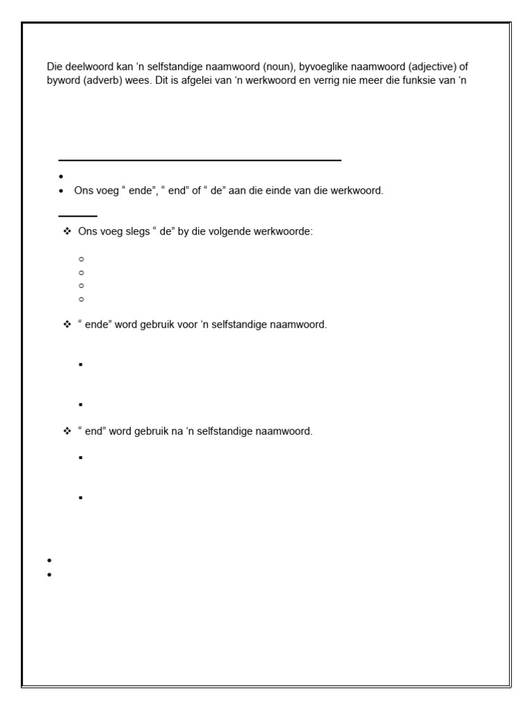 DEELWOORDE Graad 10 Eat | PDF