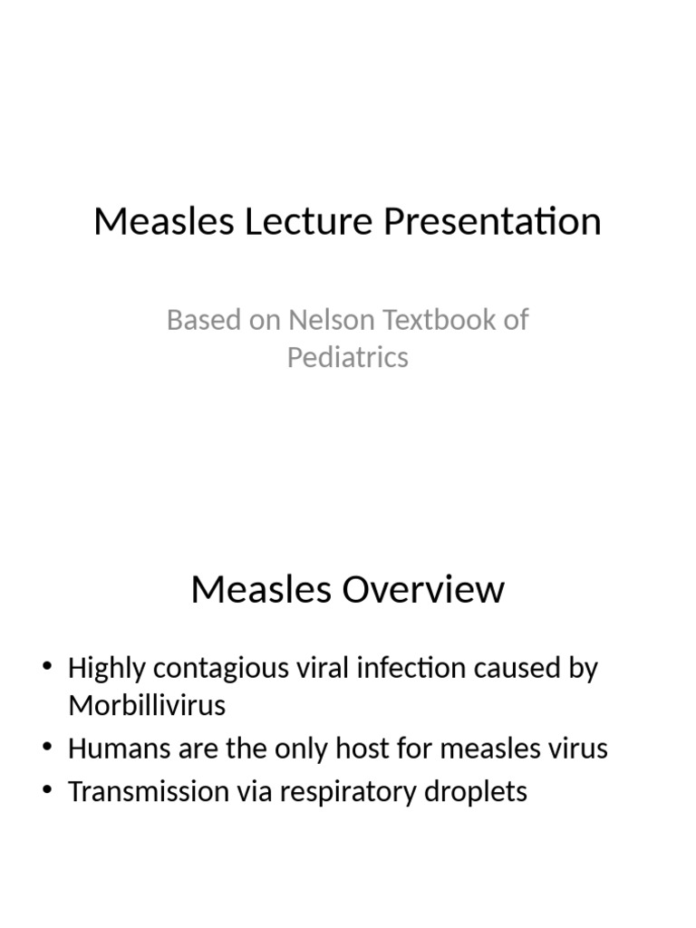 Measles Lecture Presentation | PDF