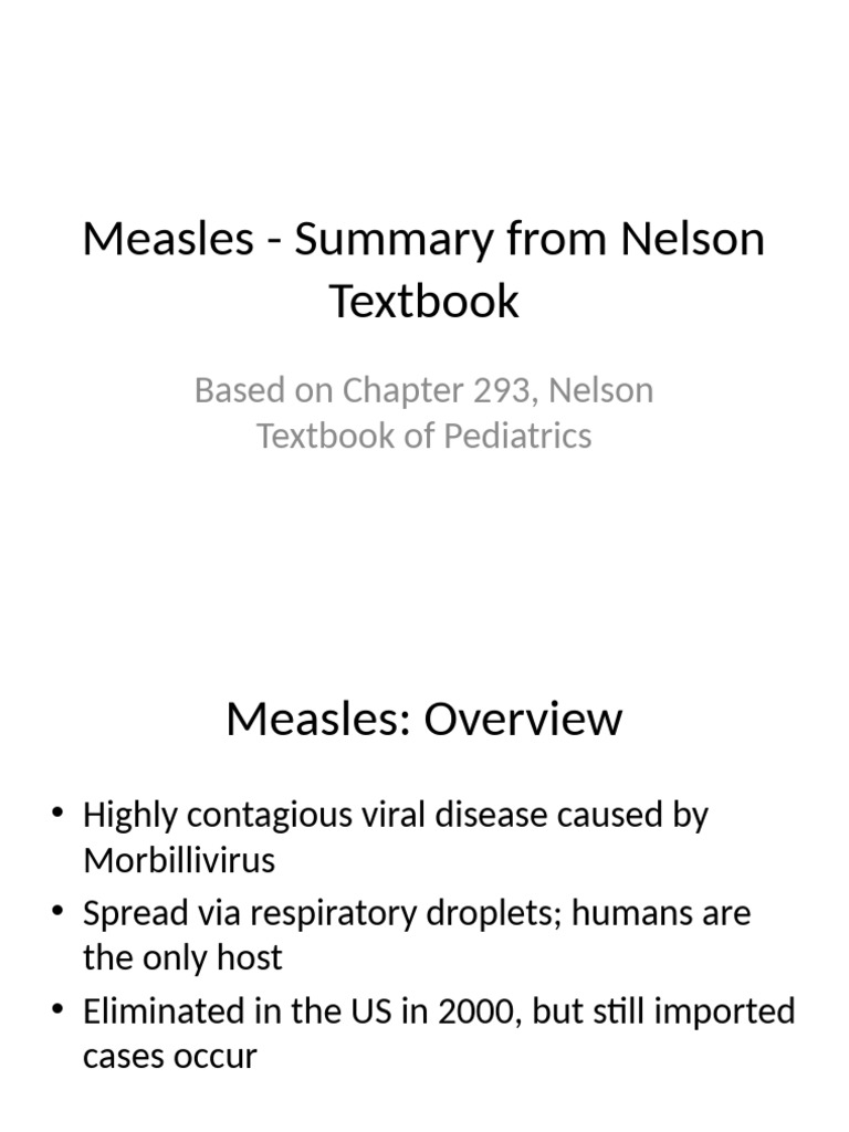 Measles Overview and Prevention Guide | PDF