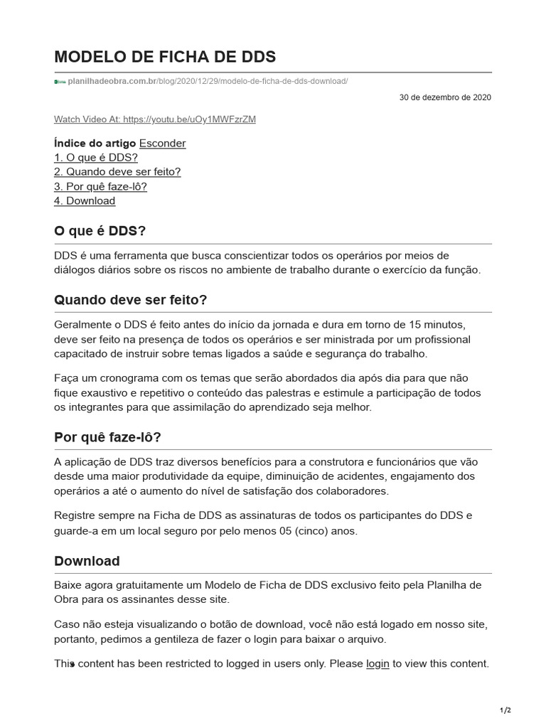 Modelo de Ficha de DDS | PDF
