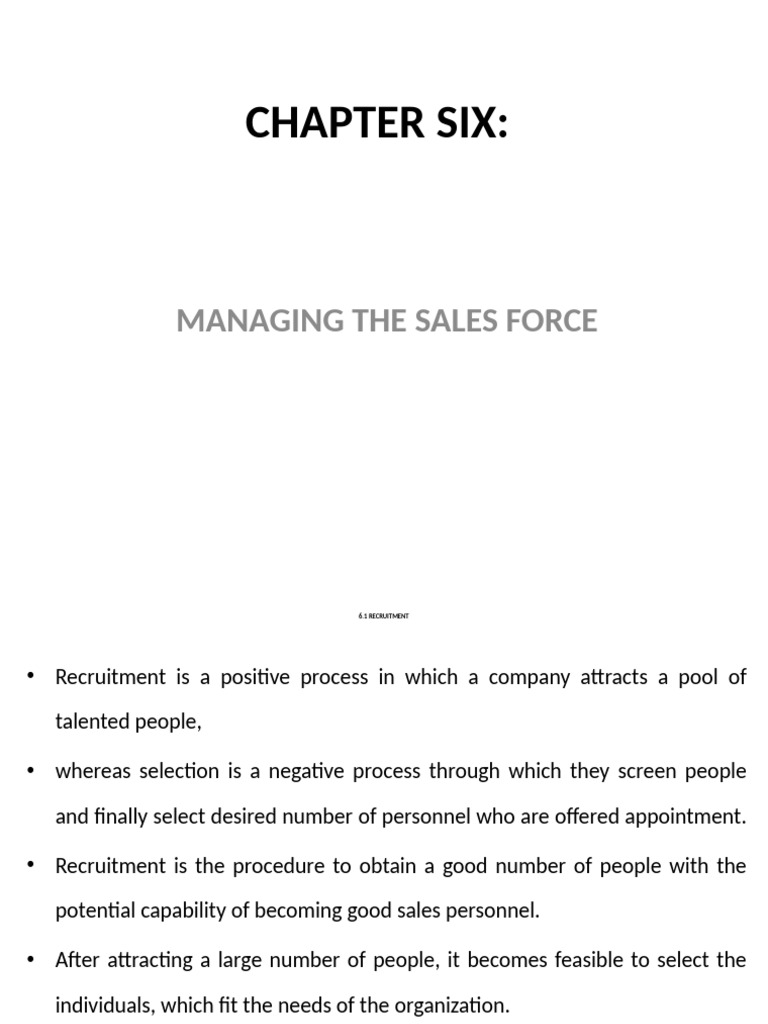 Chapter Six PPT Sales | PDF | Sales | Motivation