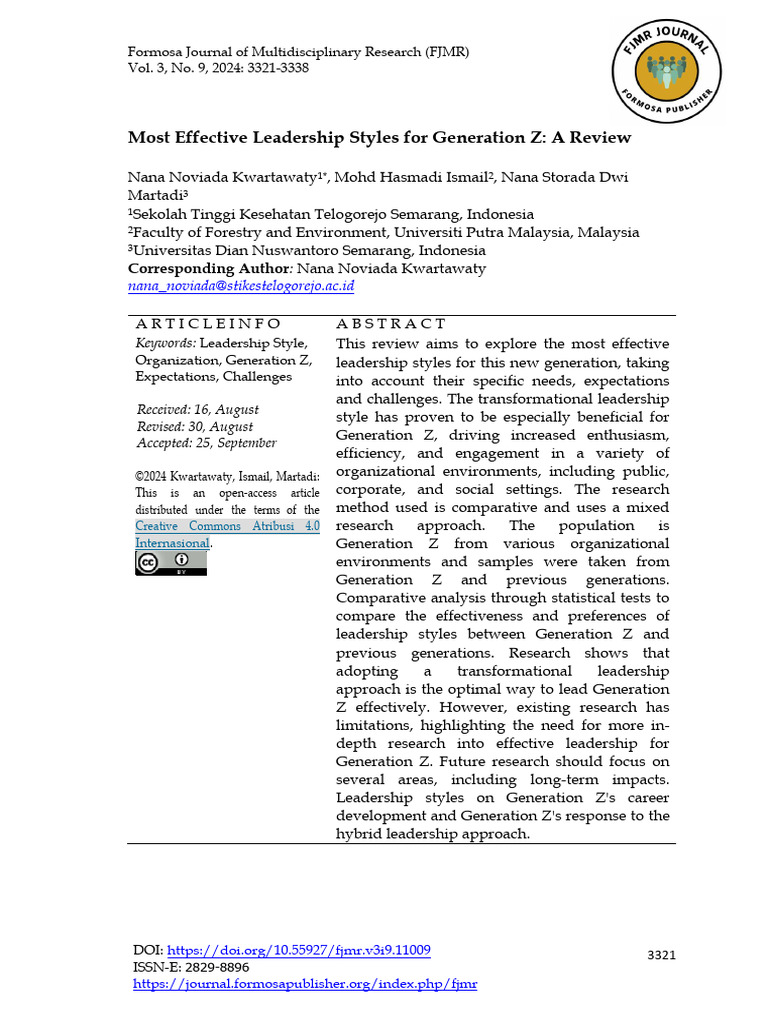 Most Effective Leadership Styles For Generation Z | PDF | Leadership ...