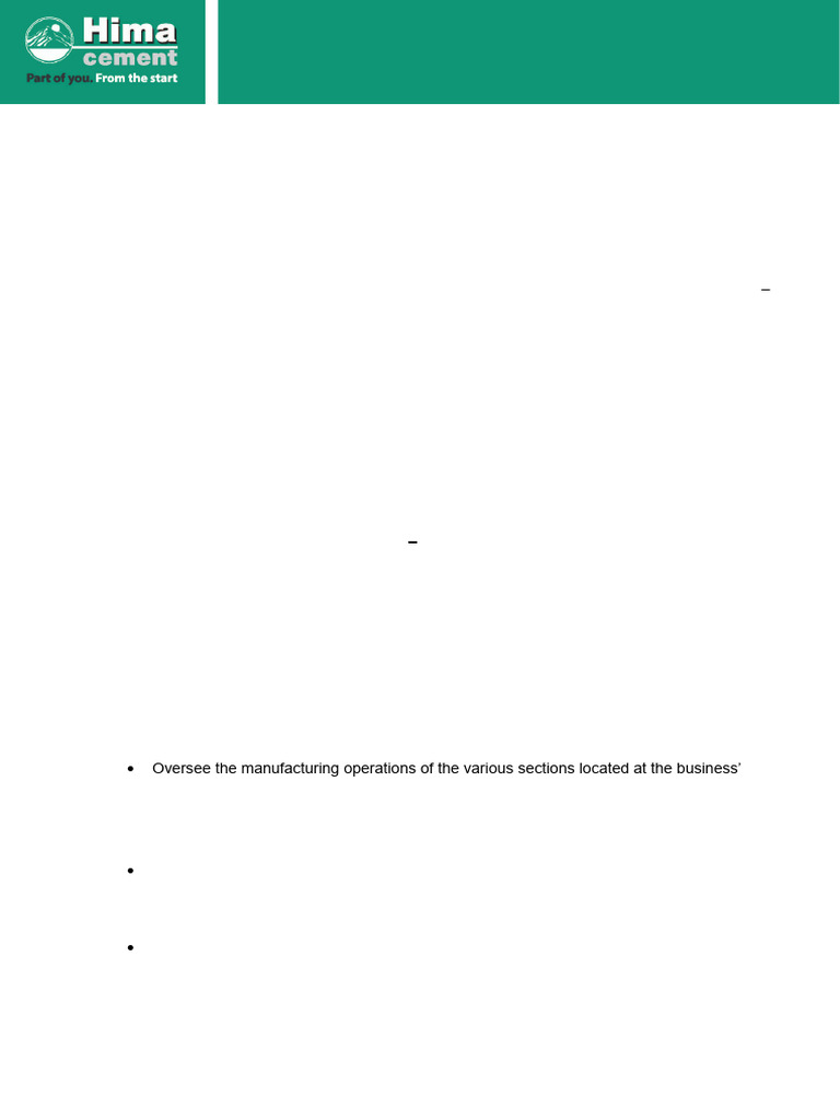 Job Advert - Operations Manager Namanve Blending Station 2 | PDF ...