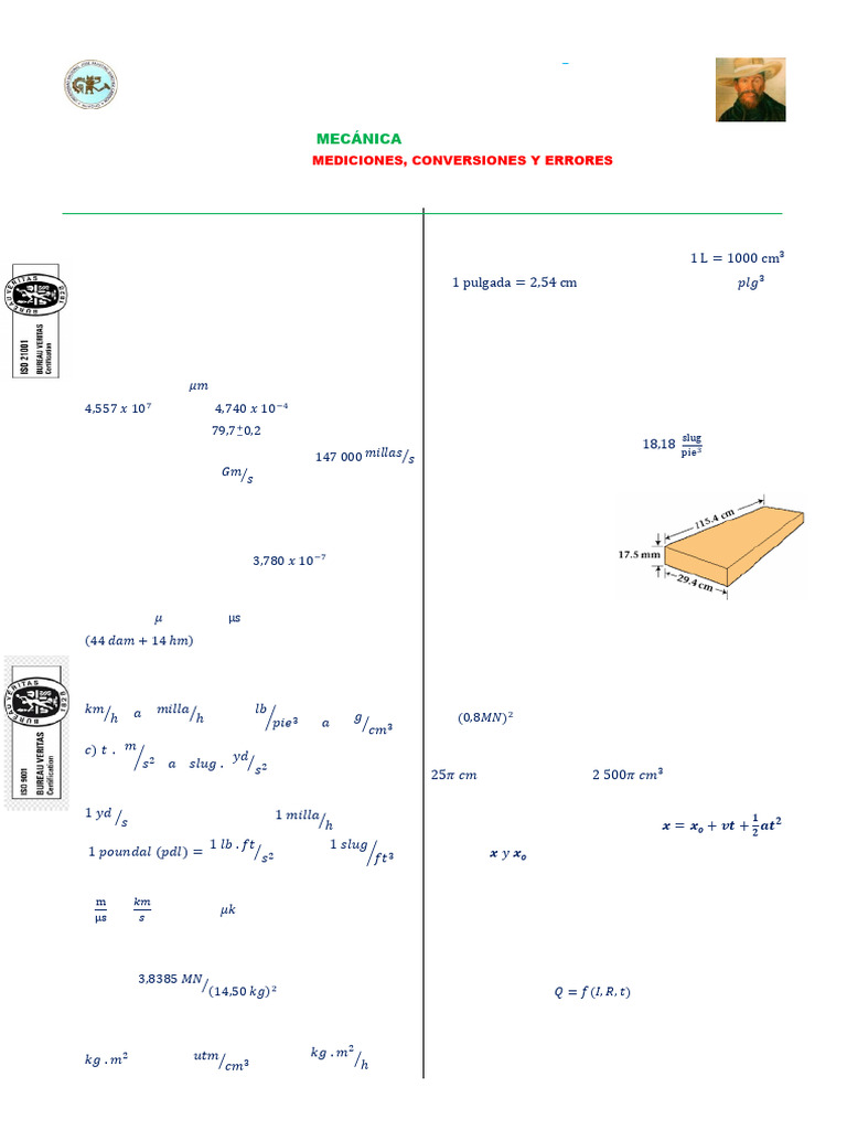 P.C. #1 - Mediciones, Errores y Conversiones - 2024-1 | PDF | Medición | Cantidades fisicas