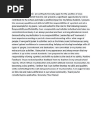 Application For Position of Class Prefect | PDF