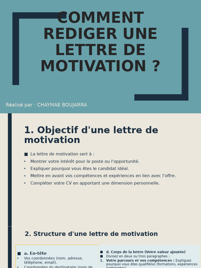 Comment Rediger Une Lettre de Motivation | PDF | Motivation | Motivant
