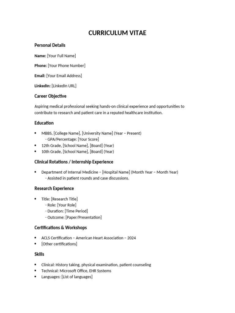 MBBS Student CV Attractive | PDF