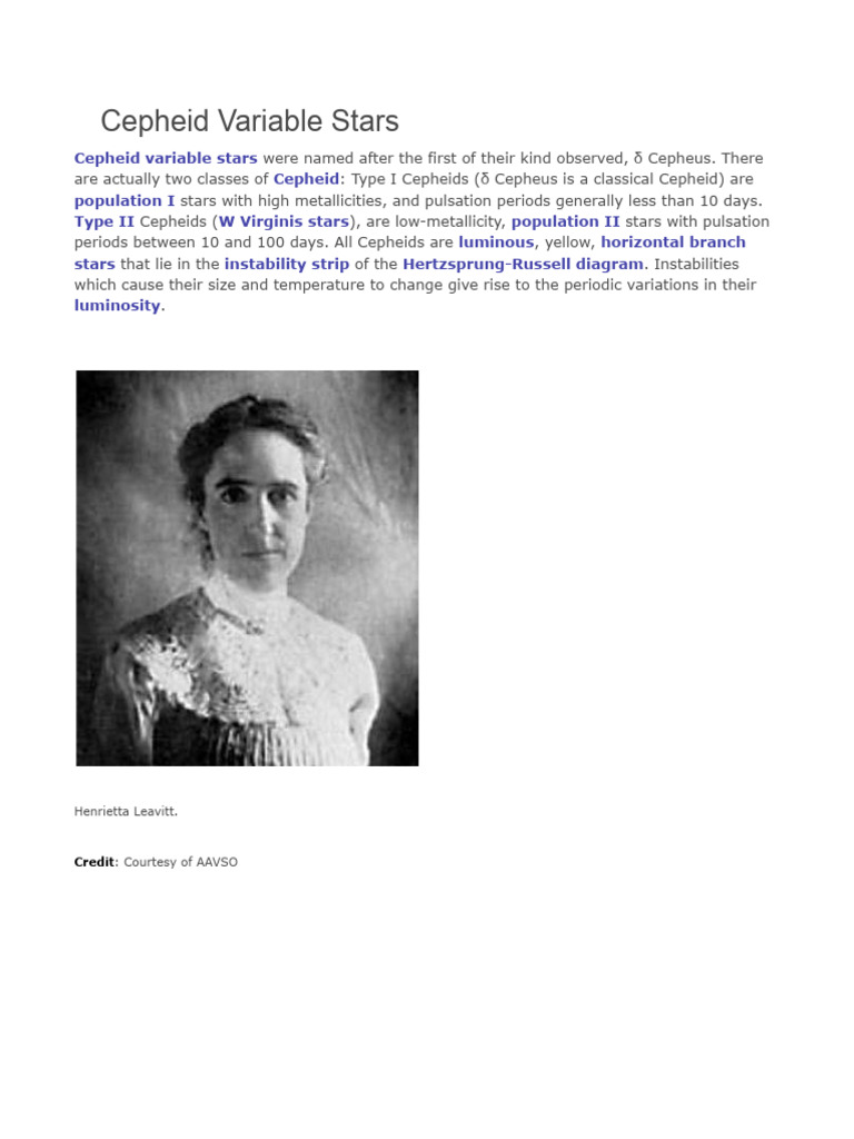 Classical & Type II Cepheid Variables | PDF