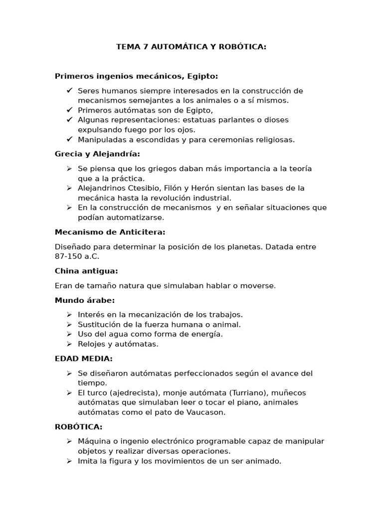 TEMA 7 Automática y Robótica | PDF | Robot | Robótica