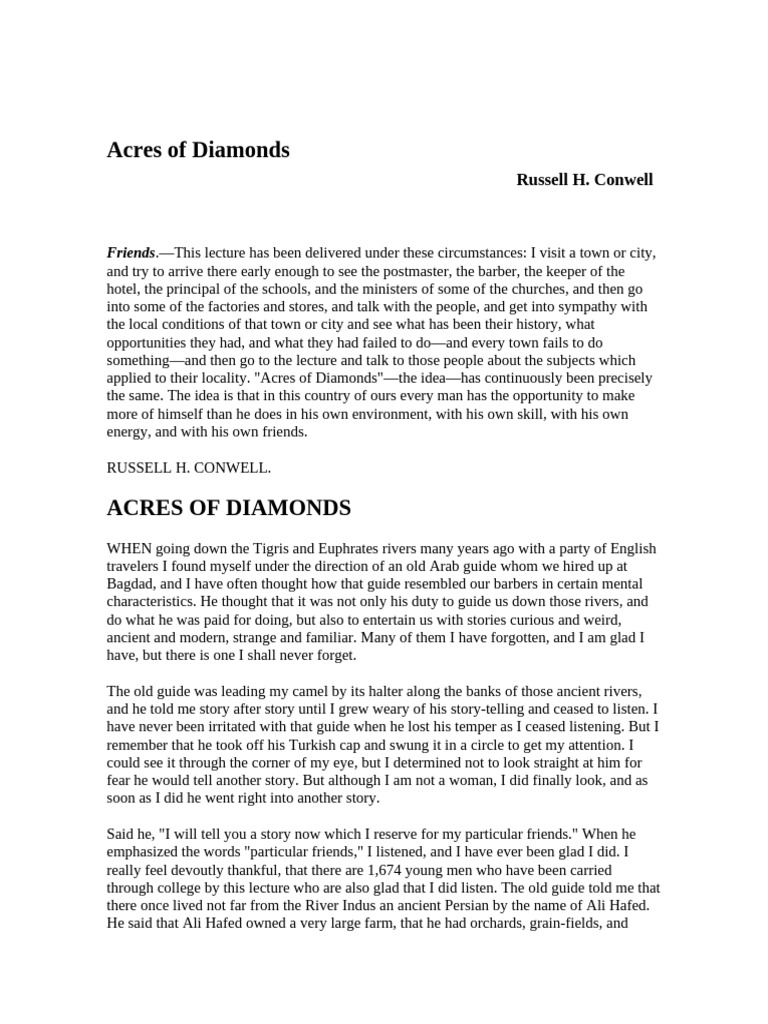 Acres of Diamonds | PDF | Bible