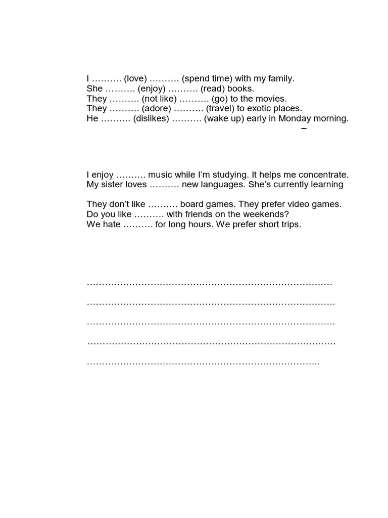 V-ing and To Verb Exercises | PDF