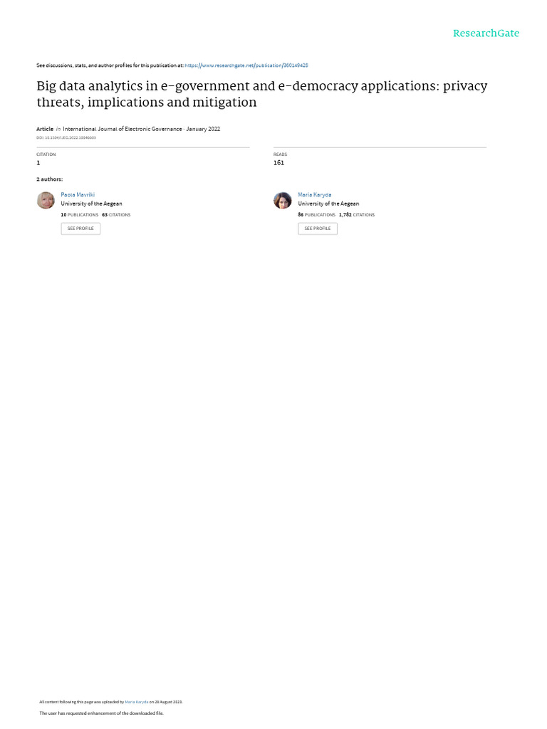 Big Data Analytics in Egovernment and Edemocracy | PDF | Privacy | E ...