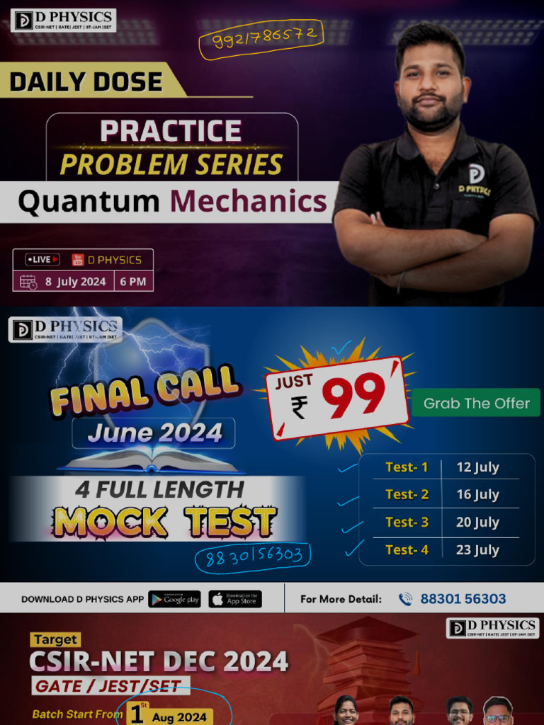 Daily Dose Quantum Mechanics PYQ Problems PDF | PDF | Wave Function | Atoms