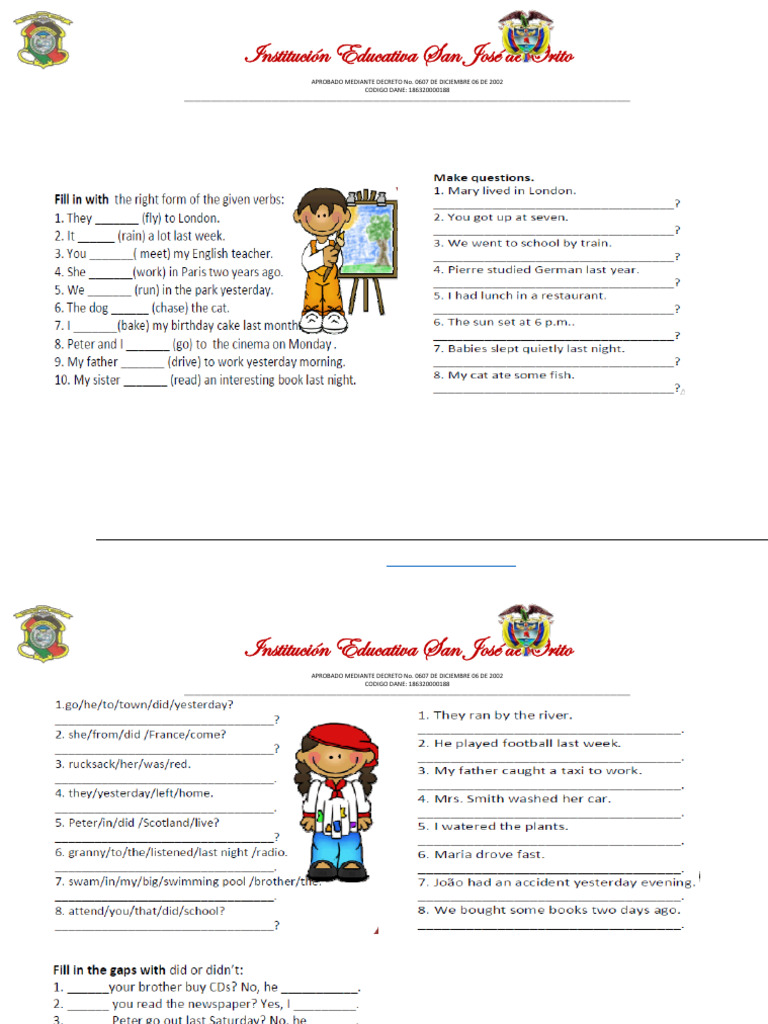 Past Simple Taller Octavo | PDF | Inteligencia