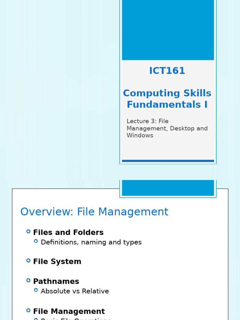 Lecture 3,4 File Management, Desktop and Windows 2024 | PDF | Window ...