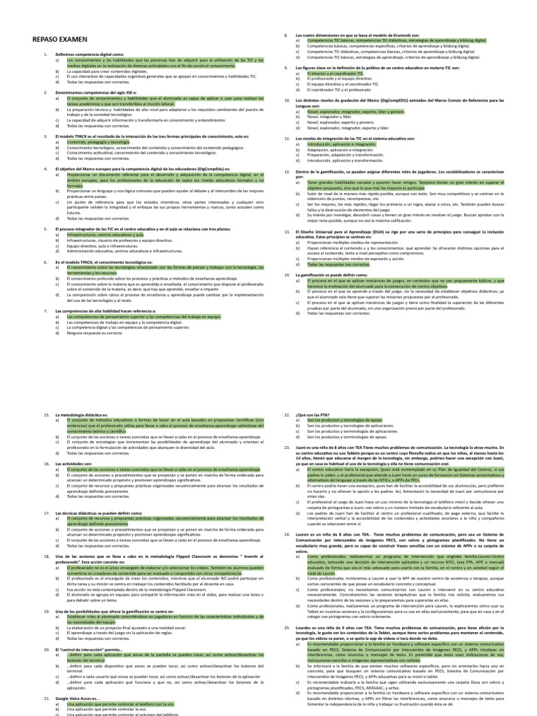 Repaso Examen. Clase Socrative. | PDF | Maestros | Aprendizaje