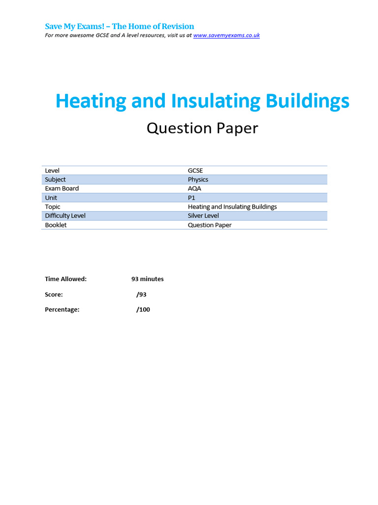 Heating and Insulation for GCSE Physics | PDF | Radiator | Building ...