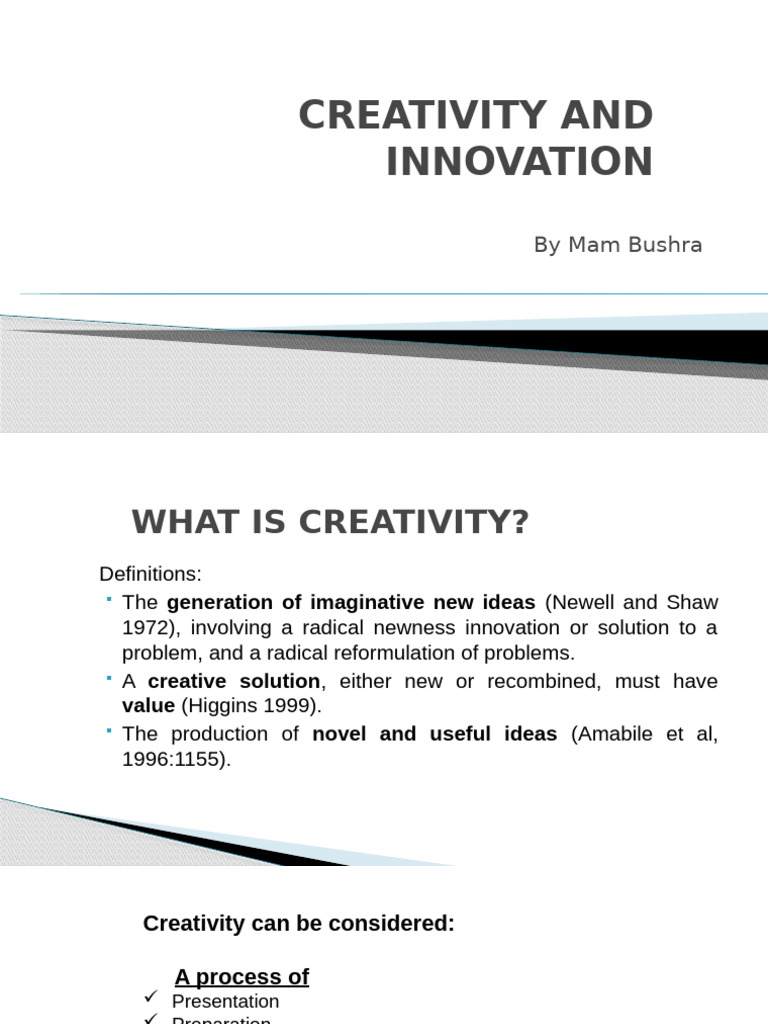 Creativity and Innovation | PDF | Creativity | Innovation