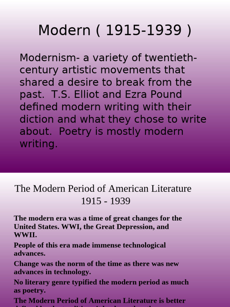 Modern Period of American Literature | PDF | American Literature
