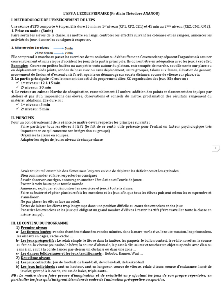 Méthodologie de l'EPS à l'École Primaire | PDF | Football | Des sports
