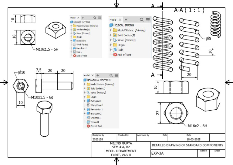 Detailed Drawing of Standard Components | PDF