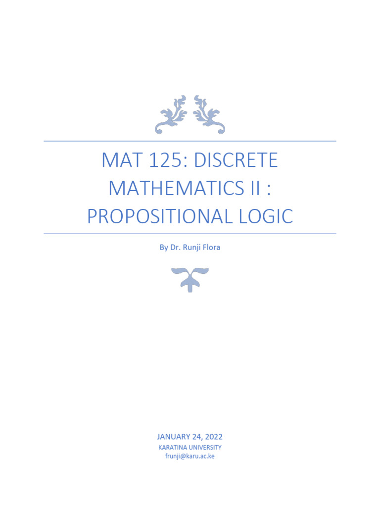 INTRODUCTION TO PROPOSITIONAL LOGIC | PDF | Logic | Proposition