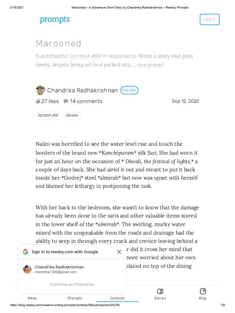 Marooned - A Adventure Short Story by Chandrika Radhakrishnan - Reedsy ...