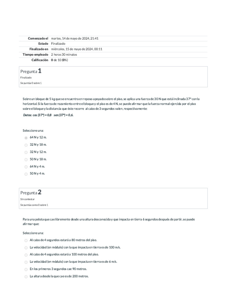 Simulacro Parcial Física 1 - Abierto desde el 12_5 hasta 15_5_ Revisión del intento _ UB | PDF ...