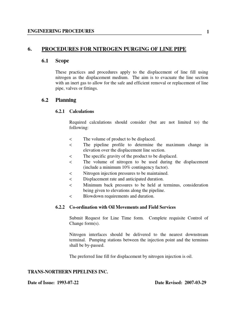 A88438-17 Engineering Procedures Section 6 Procedures For Nitrogen ...