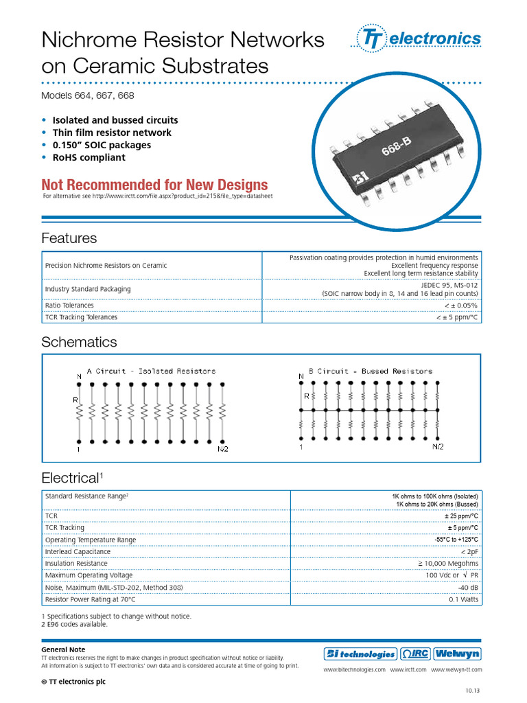 660 Ohm Array Ic | PDF | Resistor | Electrical Components