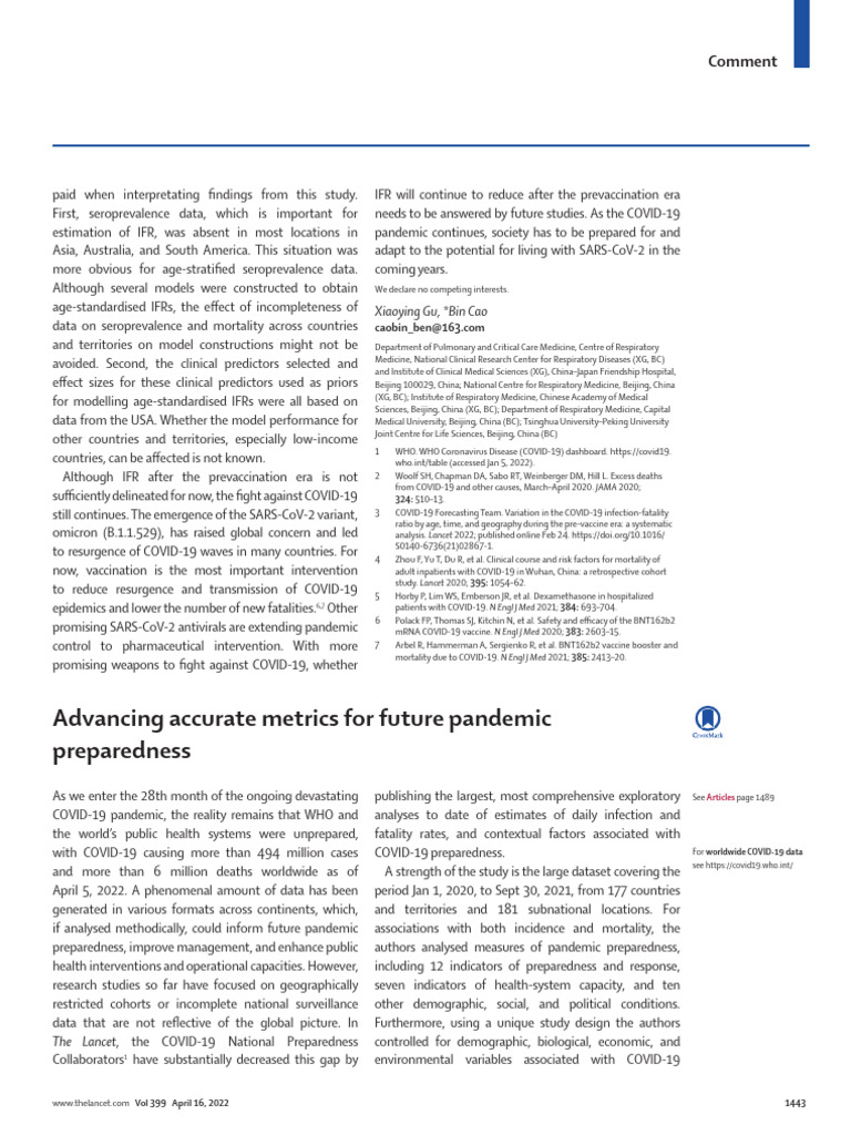 Advancing Accurate Metrics For Future Pandemic Pre | PDF | Pandemic ...