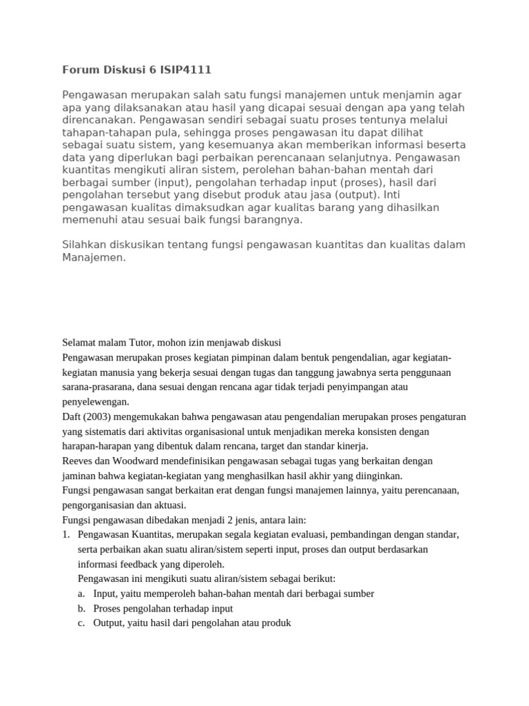 Diskusi 6 Asas Manajemen | PDF