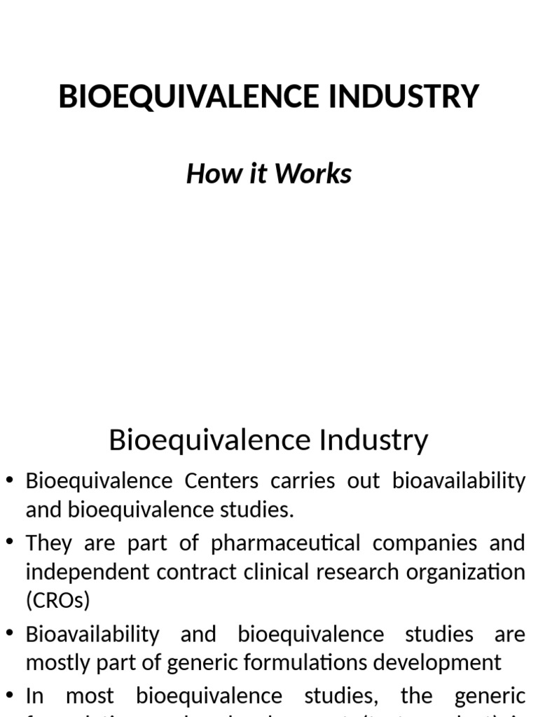Overview of Bioequivalence Studies | PDF | Medicine | Pharmacology