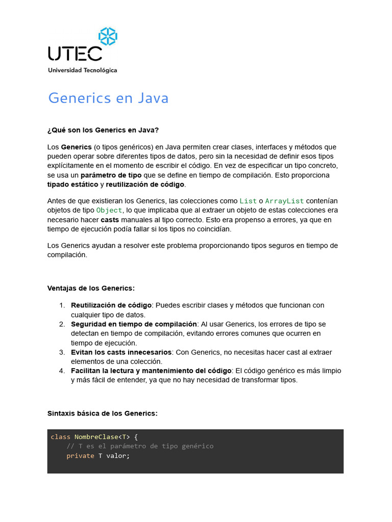 7.Generics | PDF | Java (lenguaje de programación) | Compilador
