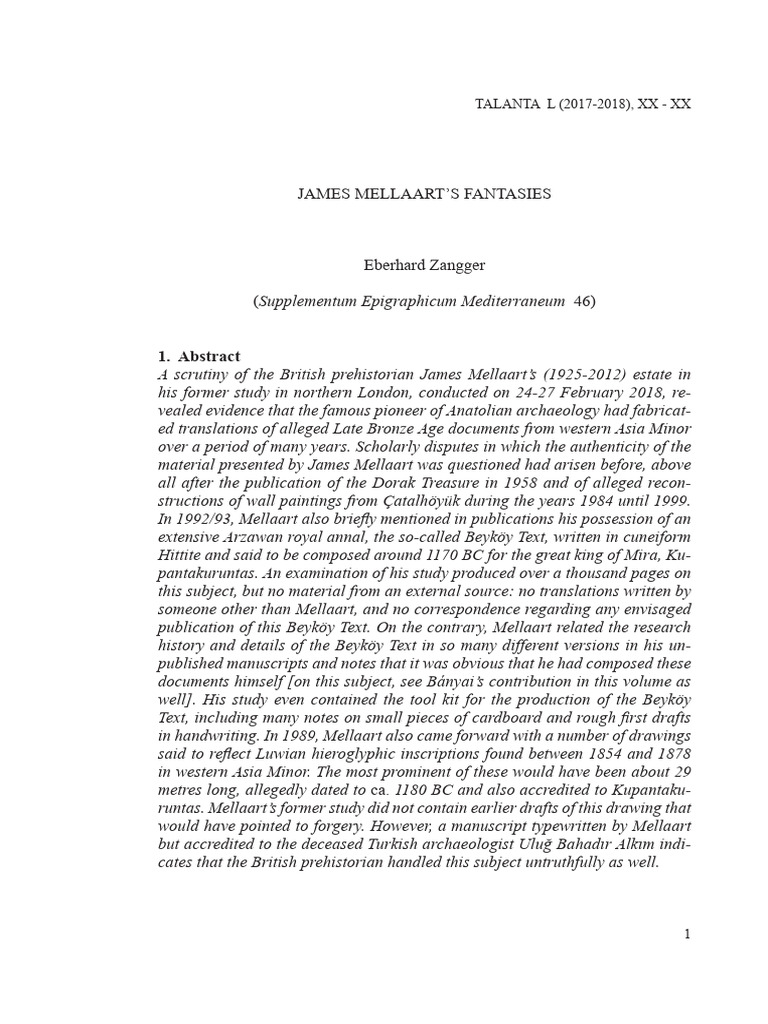 05-JAMES MELLAART'S FANTASIES - Eberhard Zangger | PDF | Egyptology