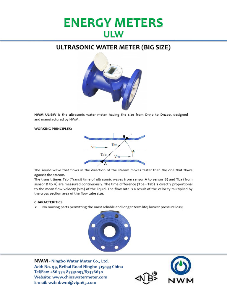 Catalogue Ultrasonic Bulk Meter R250 | PDF | Flow Measurement | Equipment