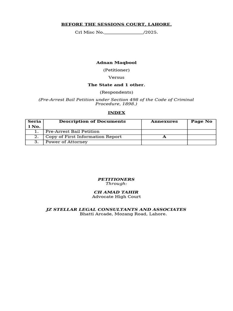 Pre Arrest Bail Adnan Maqbool | PDF | Bail | Affidavit