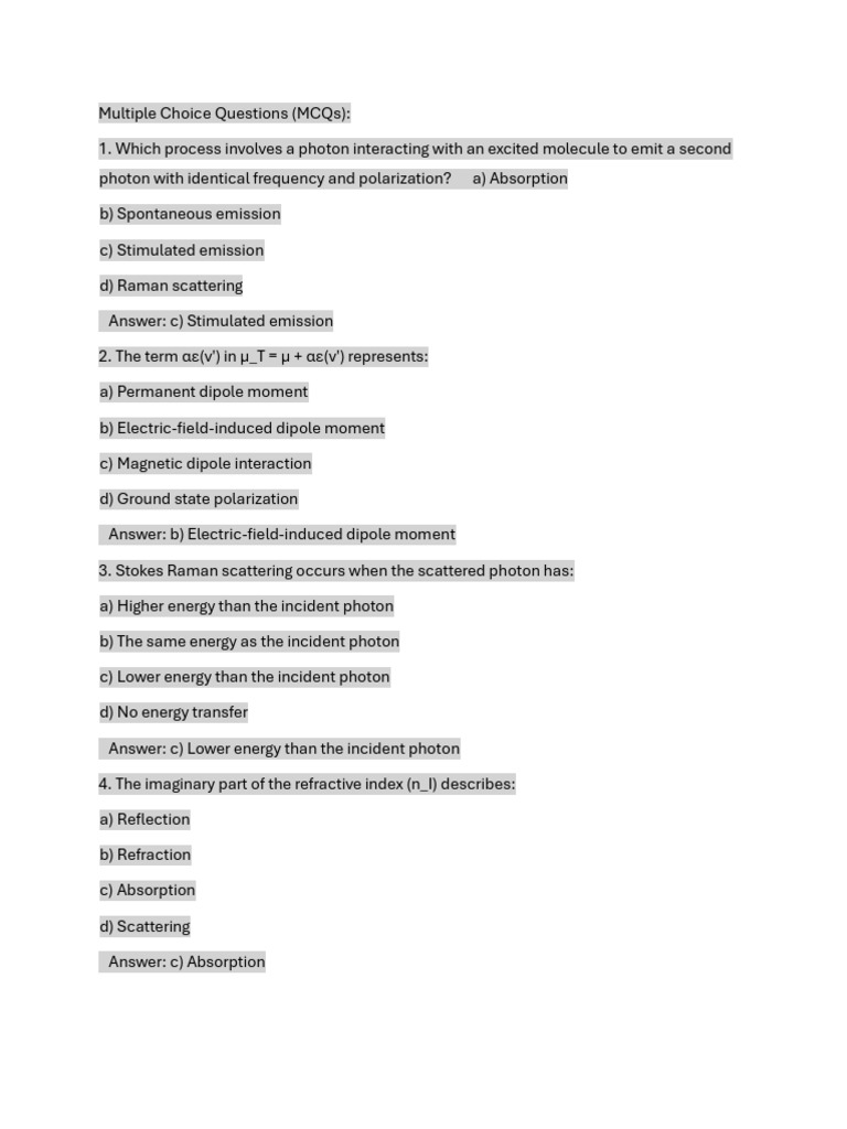Chapter 4 S Questions | PDF | Emission Spectrum | Photon