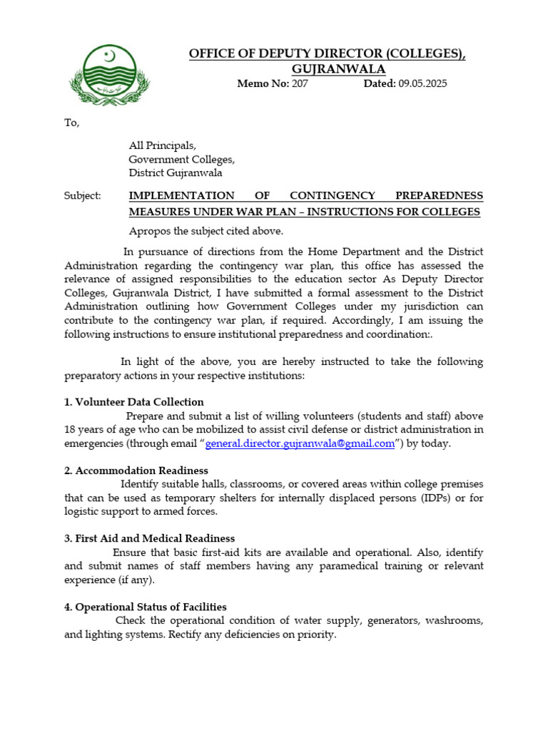 CP Instructions | PDF | Emergency Management | Safety