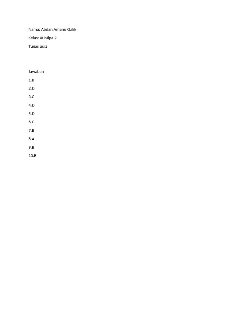 Abdan. Quiz Pkn | PDF