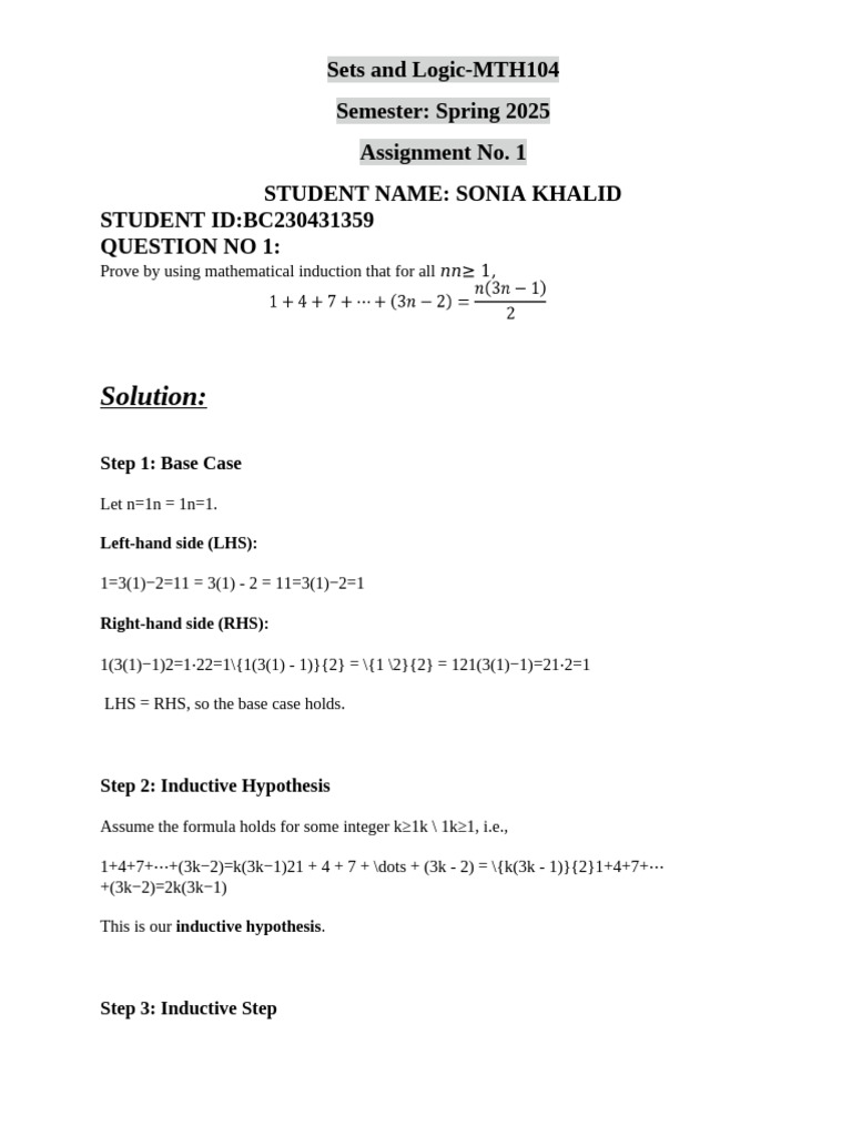 Mathematical Induction and Set Theory Proofs | PDF | Mathematics ...