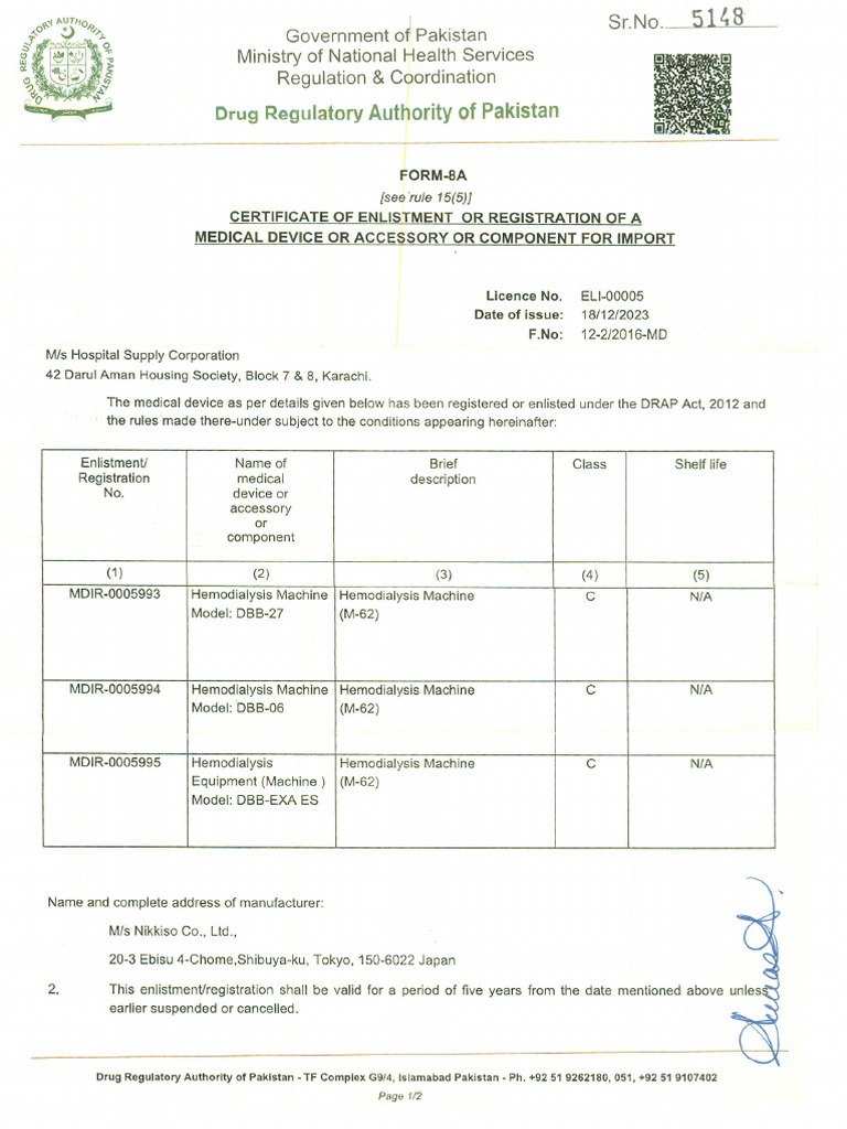 Drap Registration Nikkiso | PDF