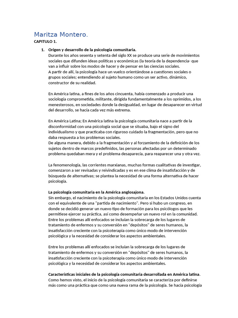 Maritza Montero Cap 1 y 2 | PDF | Sicología | Conocimiento