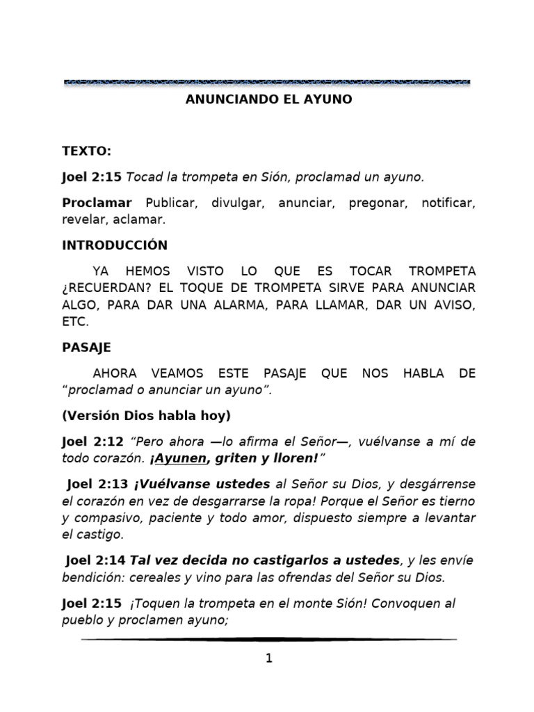 o El Ayuno | PDF | Perdón | Bendición