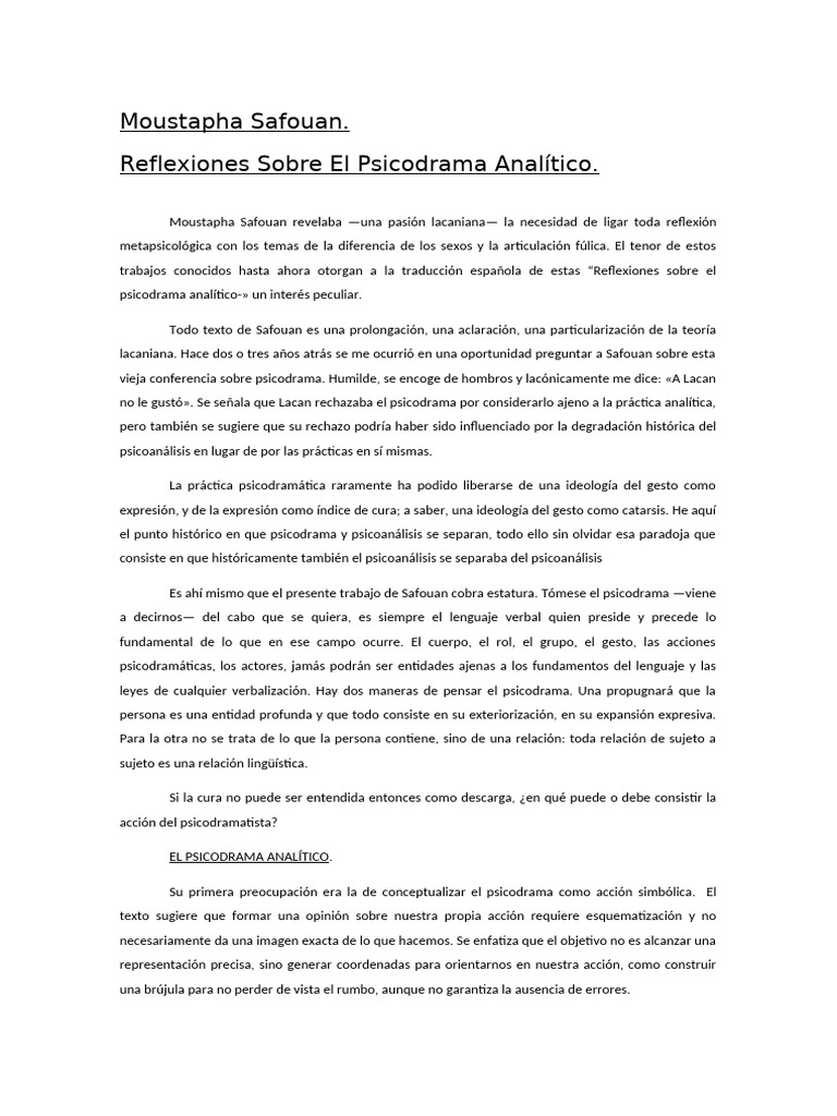 Moustapha Safouan 1 | PDF | Jacques Lacan | Psicoanálisis